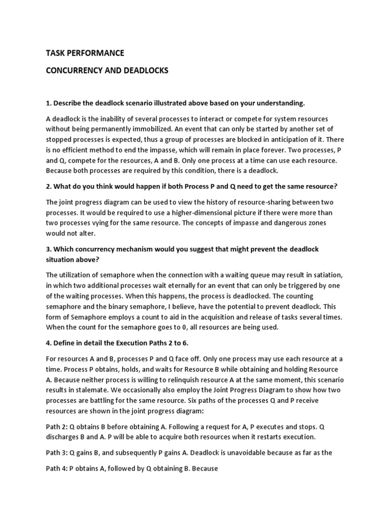 Task Performance Concurrency & Deadlocks | PDF | Computer Science | Computing