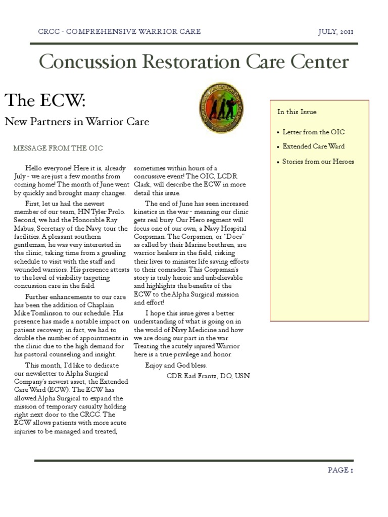 Concussion Restoration Care Center: The ECW | PDF | Hospital | Health Care