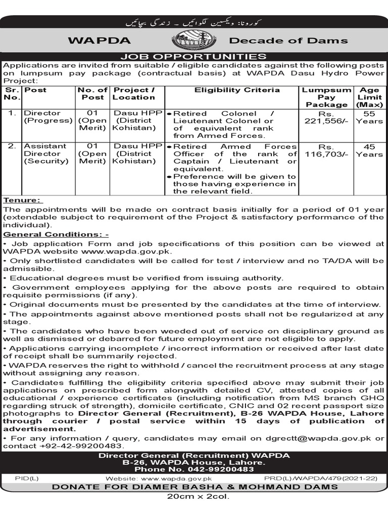 Wapda: Job Opportunities | PDF | Recruitment | Government