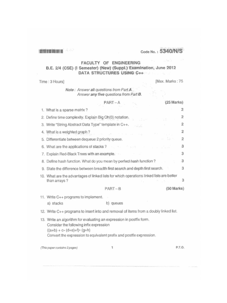DSA Old Question Papers OU | PDF