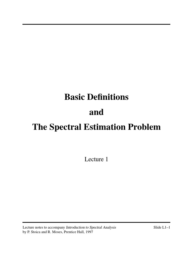 Introduction To Spectral Analysis Sm Slides 1ed Pdf Spectral