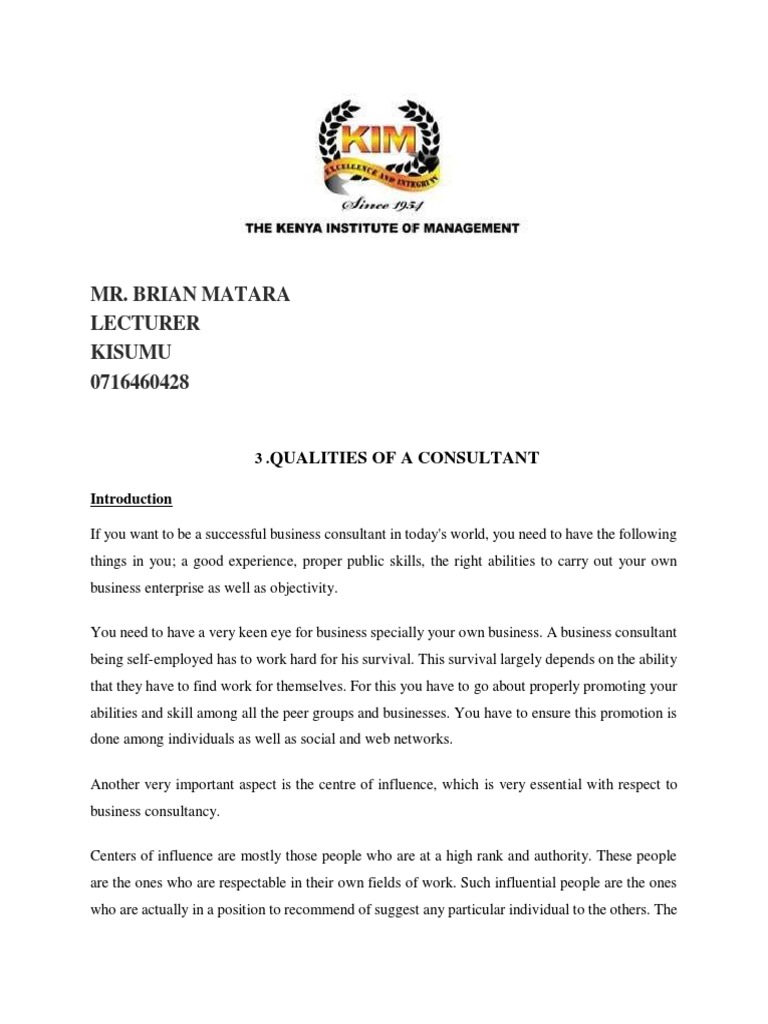 Topic 3-Qualities of A Consultant | PDF | Consultant | Expert