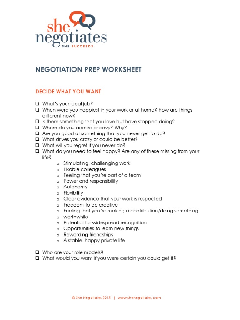Negotiation Prep Worksheet RES | PDF | Negotiation | Cognitive Science