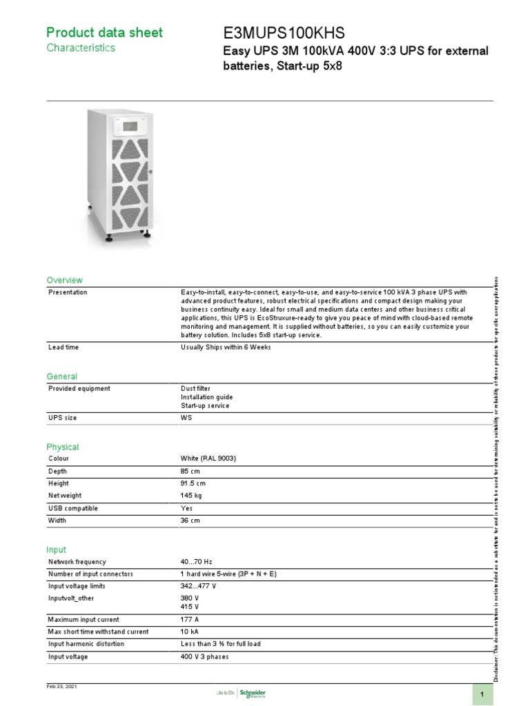 Easy Ups 3m - E3mups100khs | PDF | Mains Electricity | Electricity