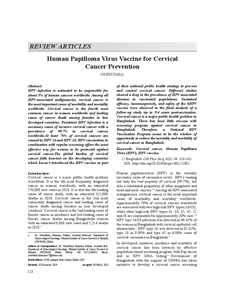 Human Papilloma Virus Vaccine For Cervical Cancer Prevention Pdf 0887