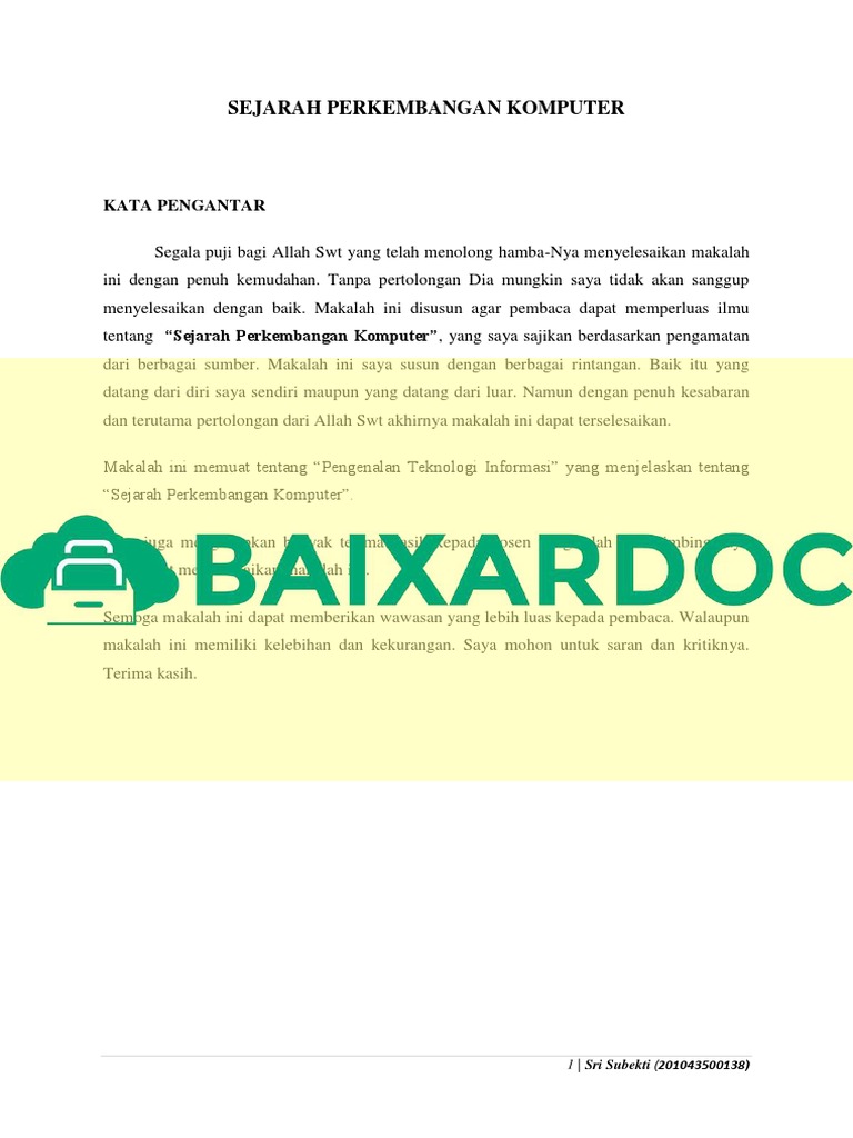 Makalah Sejarah Perkembangan Komputer | PDF