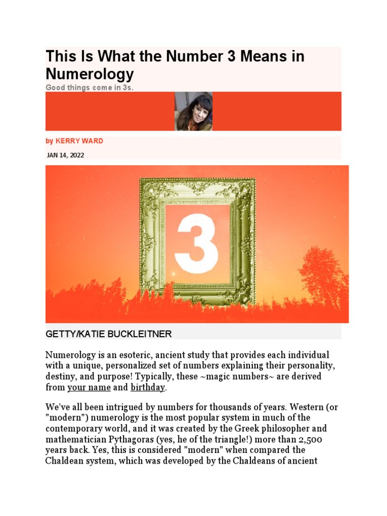 Arti Nomor 3 Di Numerologi | PDF