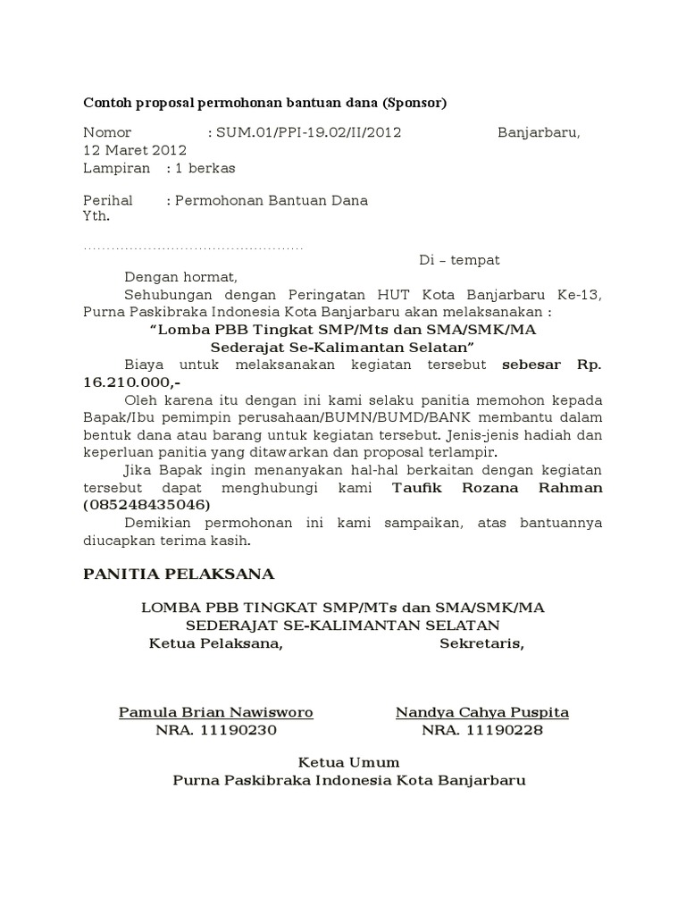 Contoh Proposal Pengajuan Dana Ke Perusahaan | PDF