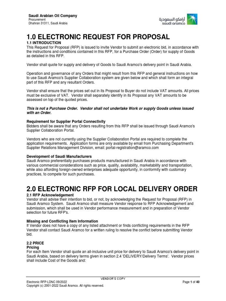 RFP Clause Q010 - LOCAL DELIVERY PO (NON-CONCURRENT) | PDF | Request For Proposal ...