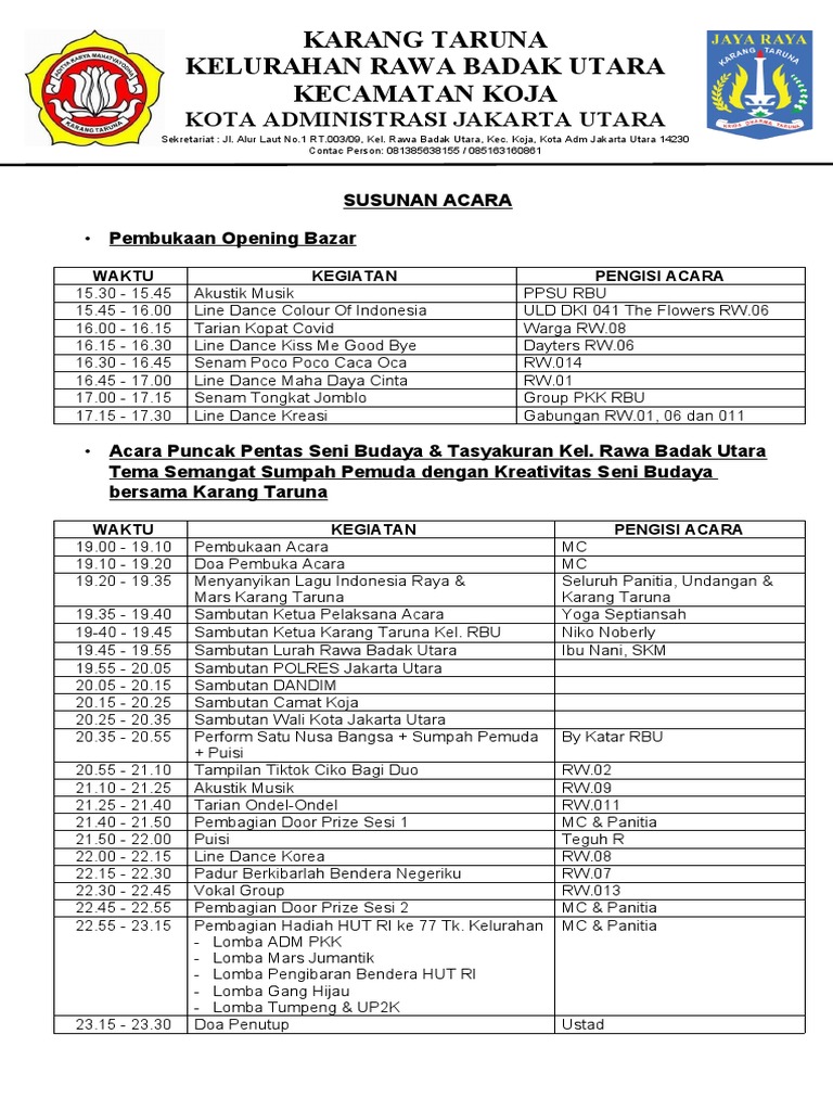 Rundown Acara 17 Agustus 2025 | PDF