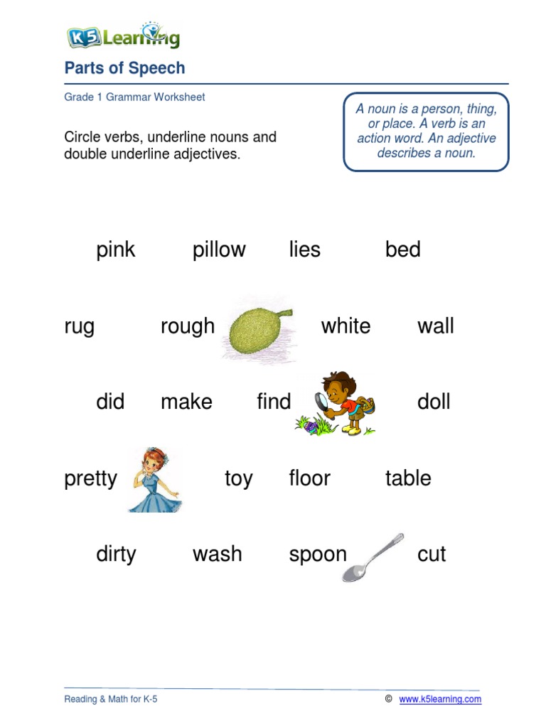 Grade 1 Parts of Speech A | PDF