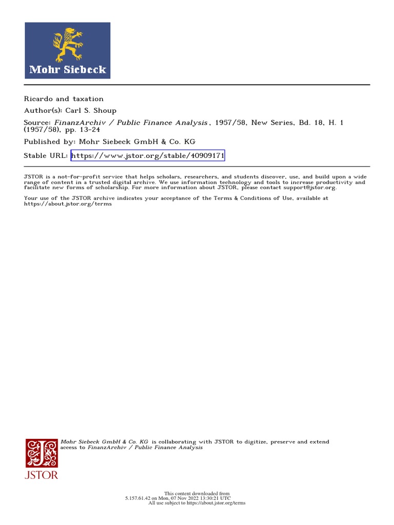 Ricardo and Tax | PDF | Taxes | Economics