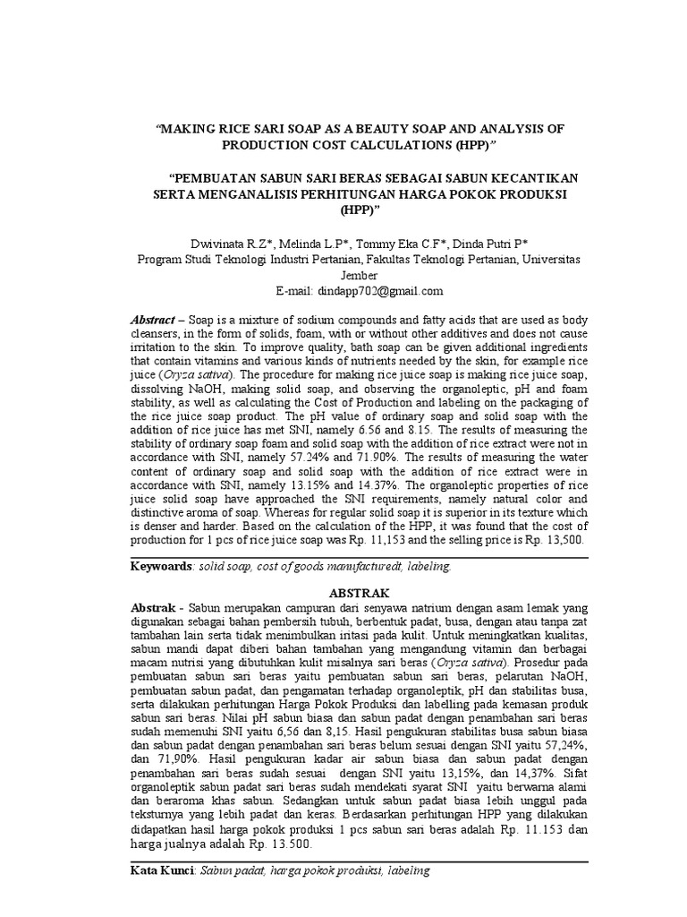 Jurnal Sabun | PDF | Rice | Chemistry