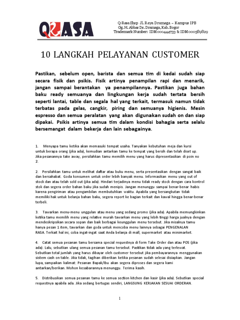 10 Langkah Pelayanan Customer | PDF