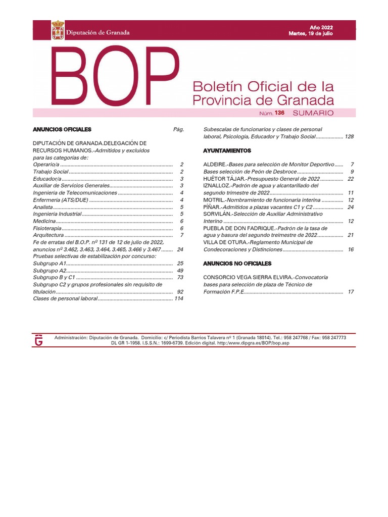 A1-1 Psicologia Estab Bases BOP 136 | PDF | Titulo academico | Granada