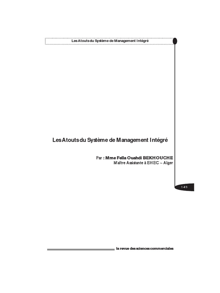 Avantages du Système de Management Intégré | PDF | Environnement ...