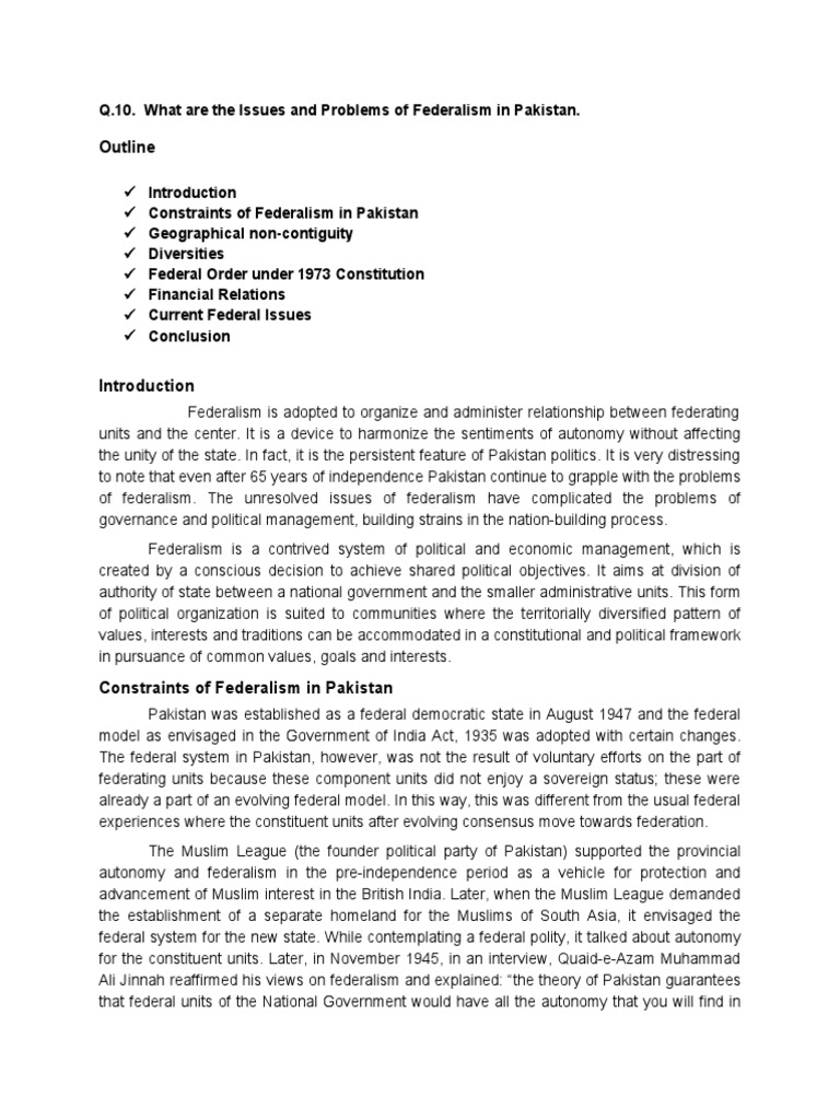Federalism Challenges in Pakistan | PDF | Pakistan | Taxes