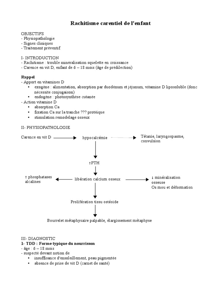 Rachitisme carentiel chez l'enfant | PDF | Médecine clinique ...