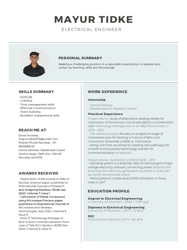 Mayur Resume | Download Free PDF | Electrical Engineering | Electrical Grid