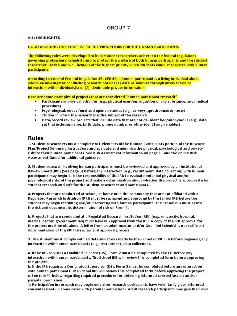 Guidelines for Human Participant Research | PDF | Institutional Review ...
