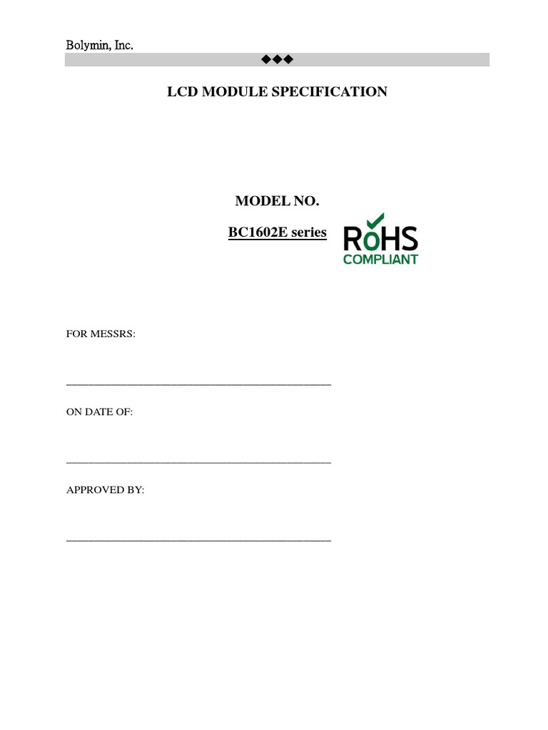 BC1602E LCD Module Spec Sheet | PDF | Liquid Crystal Display | Dynamic ...