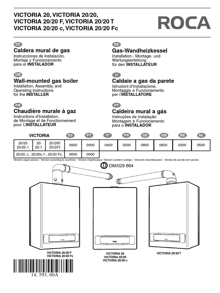 ROCA Scheda Tecnica Caldaia Murale A Gas VICTORIA | PDF | Quantidade ...