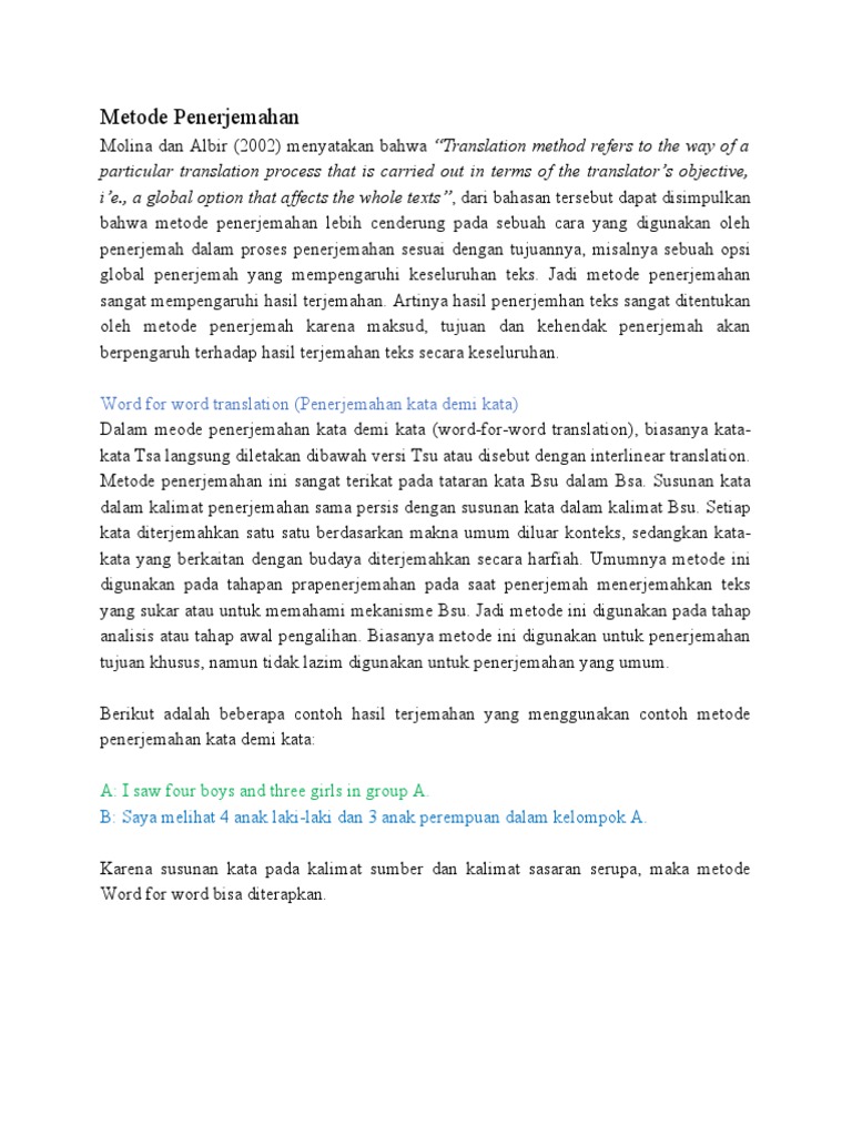 Metode Penerjemahan | PDF | Kajian Bahasa Asing