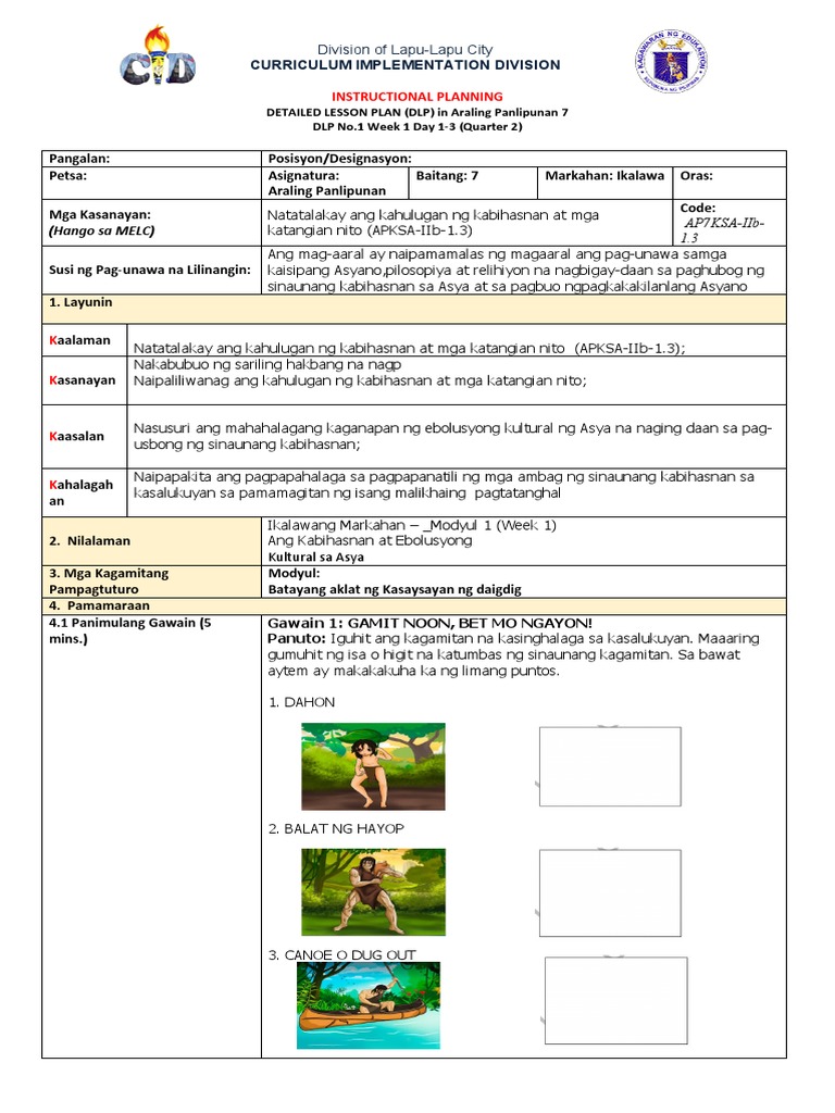 AP7 DLP No.1 Week 1 Day 1-3 (Quarter 2) | PDF