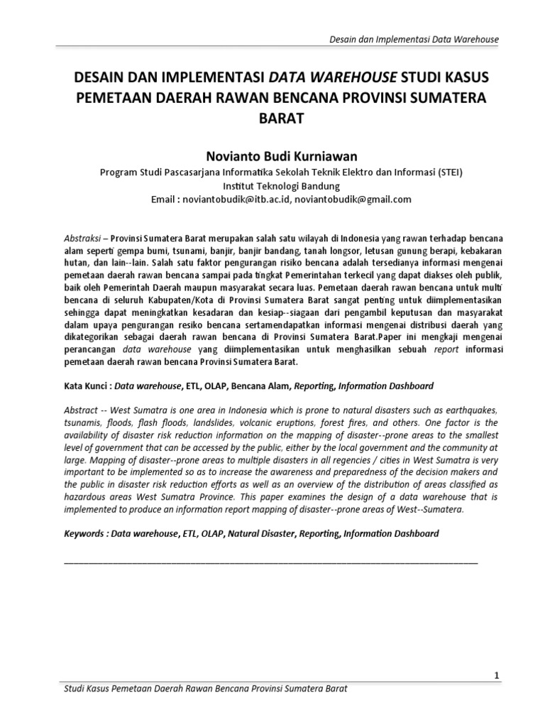 Desain Dan Implementasi Data Warehouse S | PDF