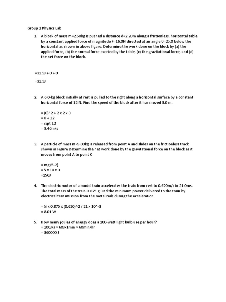 Group 2 Physics Answer | PDF