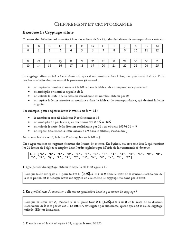 Cryptage Affine et Décryptage en Python | PDF | Public-key cryptography ...