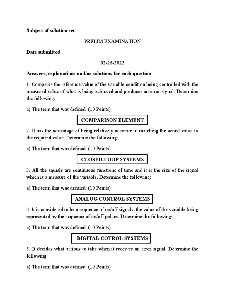 PRELIM EXAMINATION - Control Engineering LAB - Sebial J.C. | PDF | Laplace Transform | Computer ...