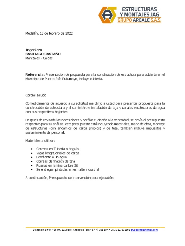 Cotizacion Estructura Puerto Asis | PDF | Andamio | Bienes manufacturados