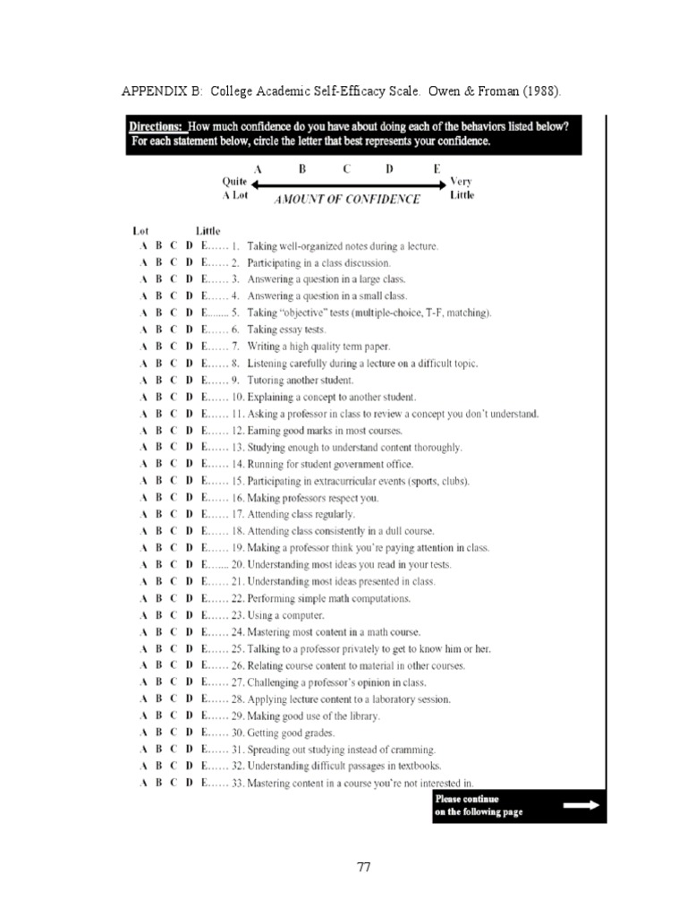 College Academic Self-Efficacy Scale | PDF