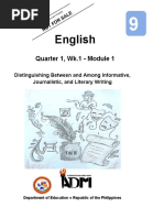 Eng9 q1 Mod3 Compose Forms of Literary Writing Version3 | PDF | William Shakespeare | Poetry