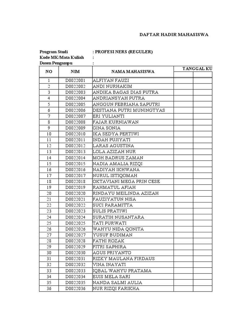 Jurnal Perkuliahan Ners 22.23 | PDF
