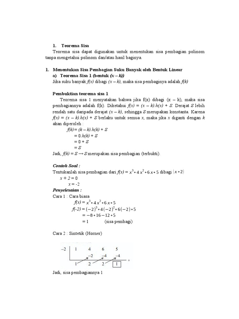 Teorema Sisa & Teorema Faktor | PDF