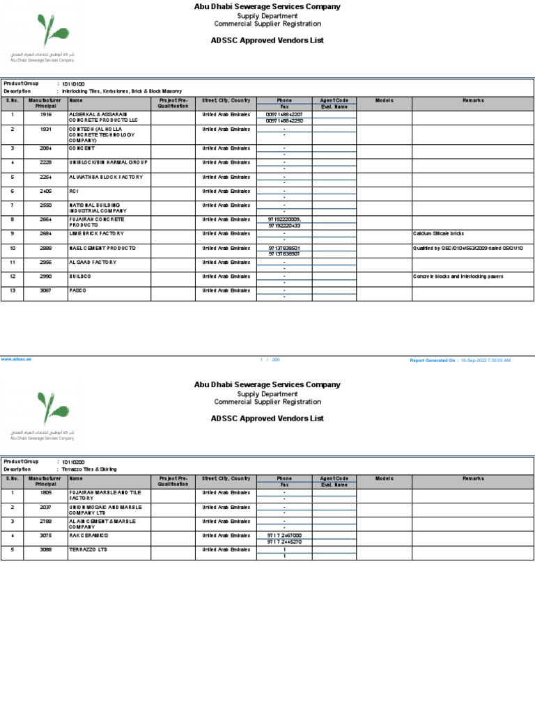 Adssc Appr Vend List | PDF | United Arab Emirates | Screw