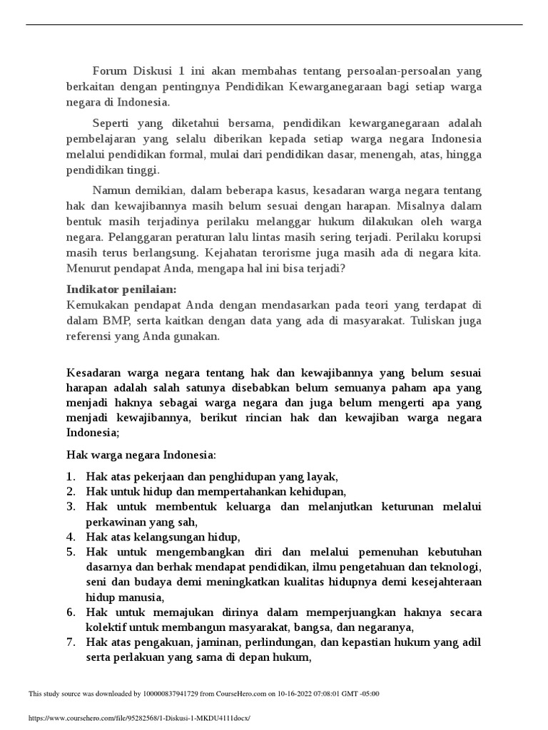 1 Diskusi 1 MKDU4111 | PDF