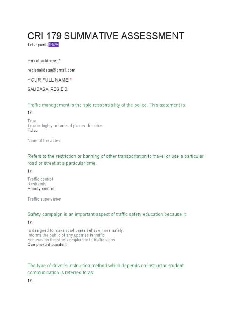Cri 179 Summative Assessment | PDF | Traffic | Controlled Access Highway