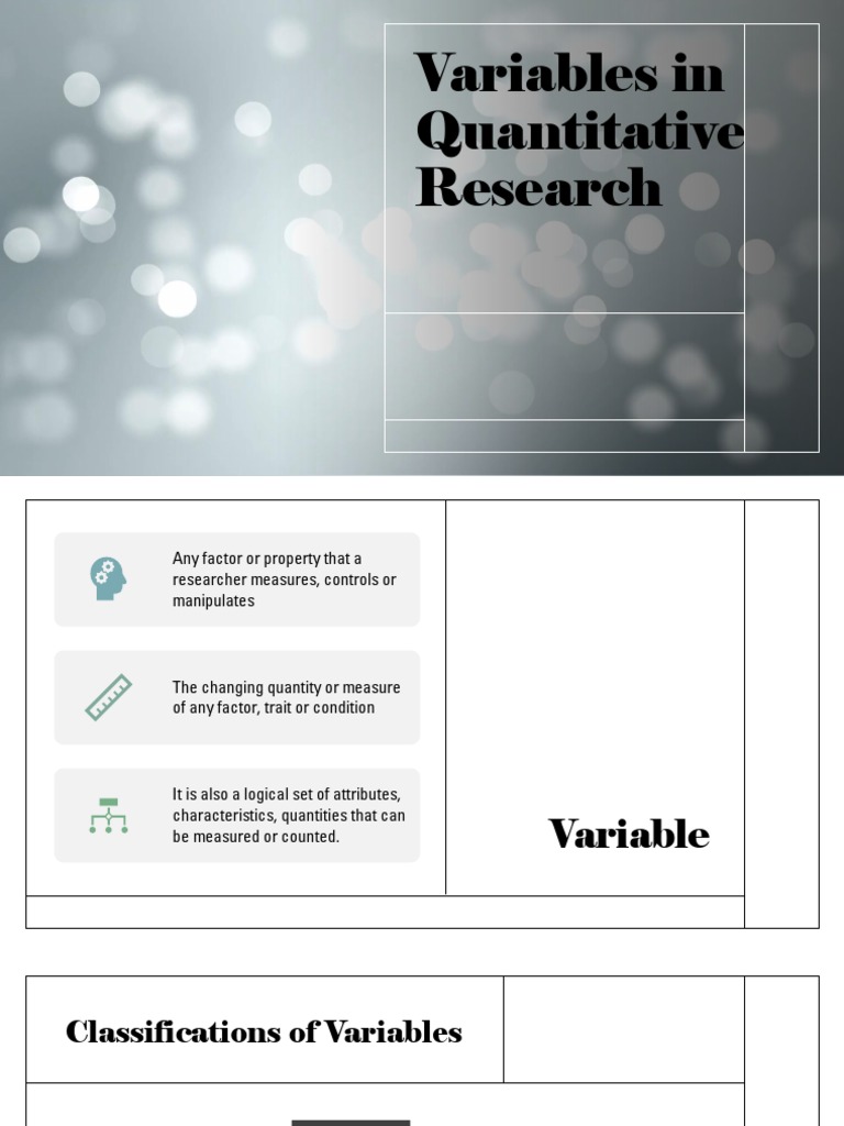 Variables in Quantitative Research | PDF | Level Of Measurement | Categorical Variable