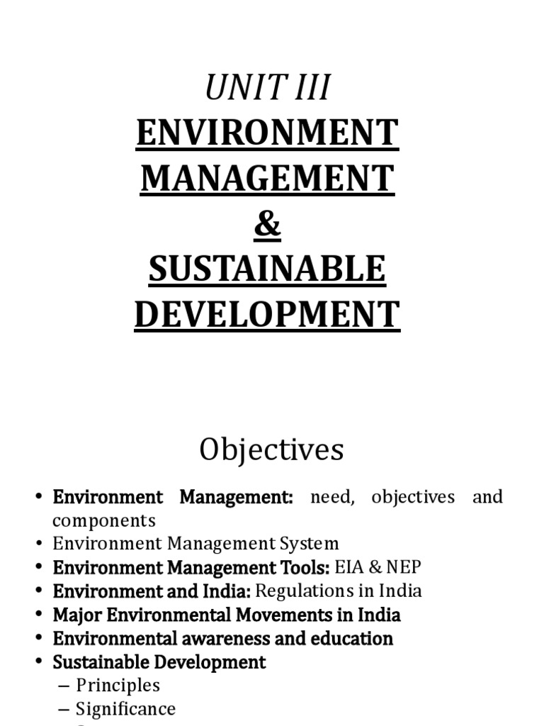 Evs - Final Unit 3 - Environment Management & Sustainable Development | PDF | Kyoto Protocol ...