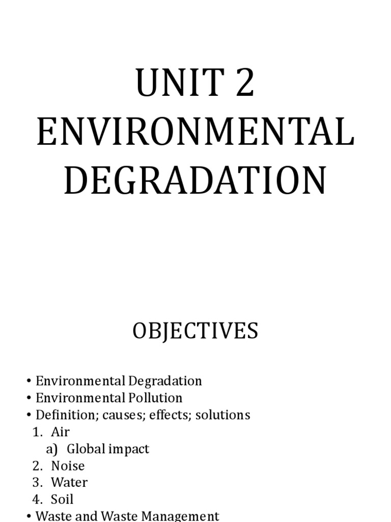Evs - Final Unit 2 - Environment Degradation | PDF | Water Pollution ...