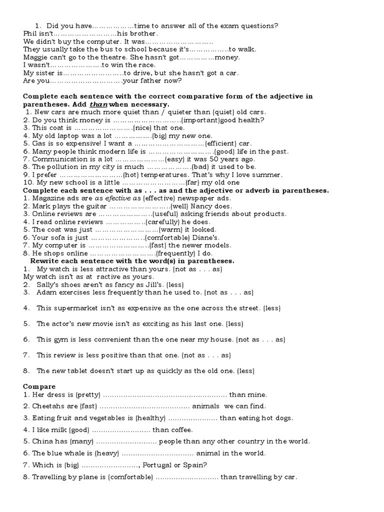 Adjectives - Practice Solutions U4 | PDF