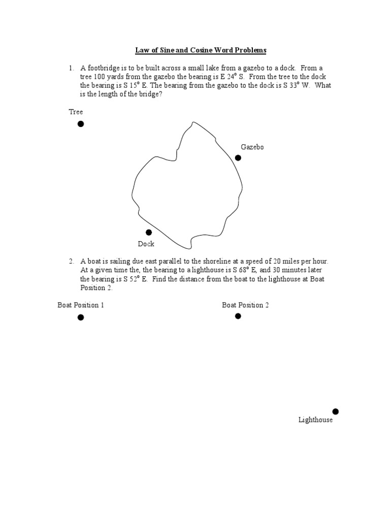 12 Law of Sine and Cosine Word Problems | PDF | Baseball Field | Sports