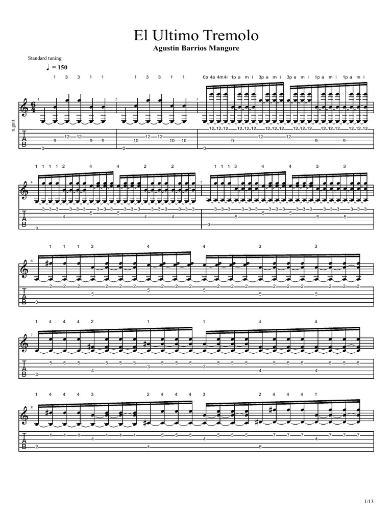 Barrios, Agustin - El Ultimo Tremolo | PDF