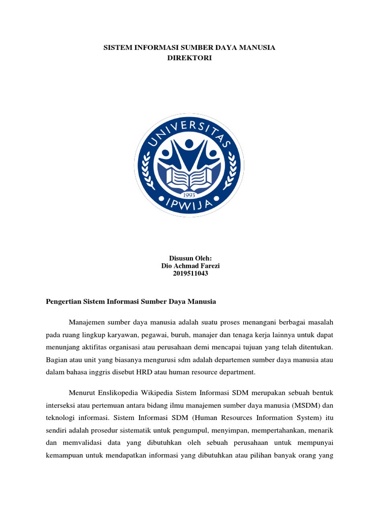 Sistem Informasi Sumber Daya Manusia Dio | PDF