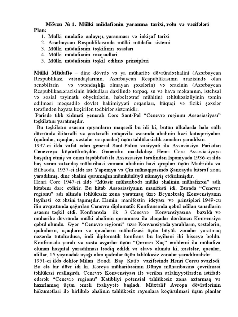 Mülki müdafiə (Mühazirələr) | PDF