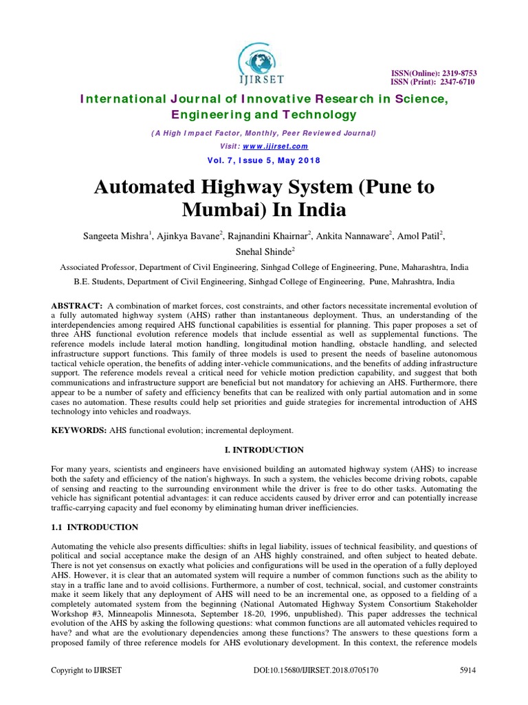 170 Automated Highway IEEE | PDF | Radio Frequency Identification | Road