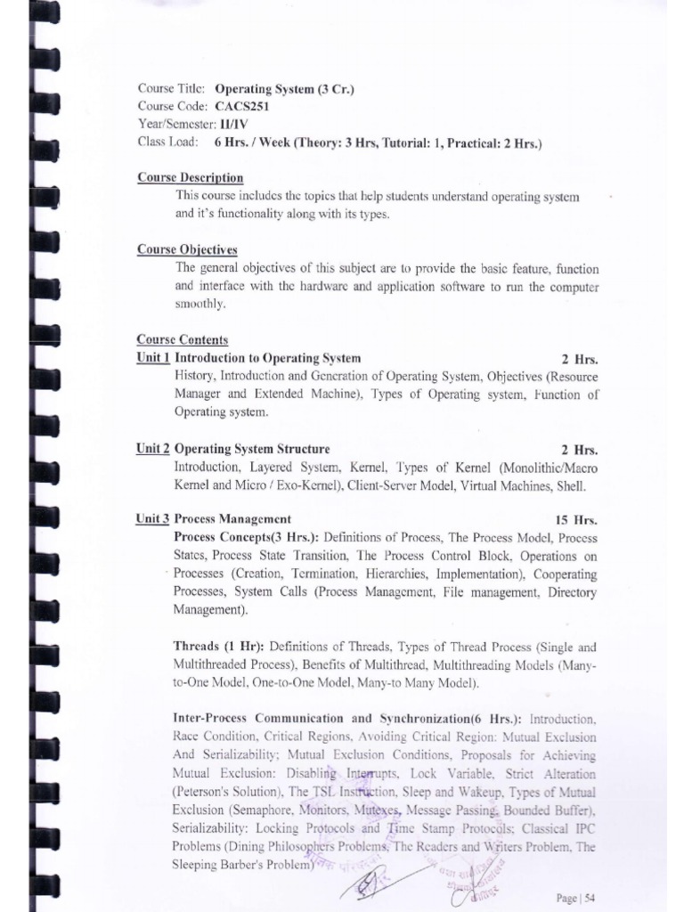 OS Syllabus | PDF